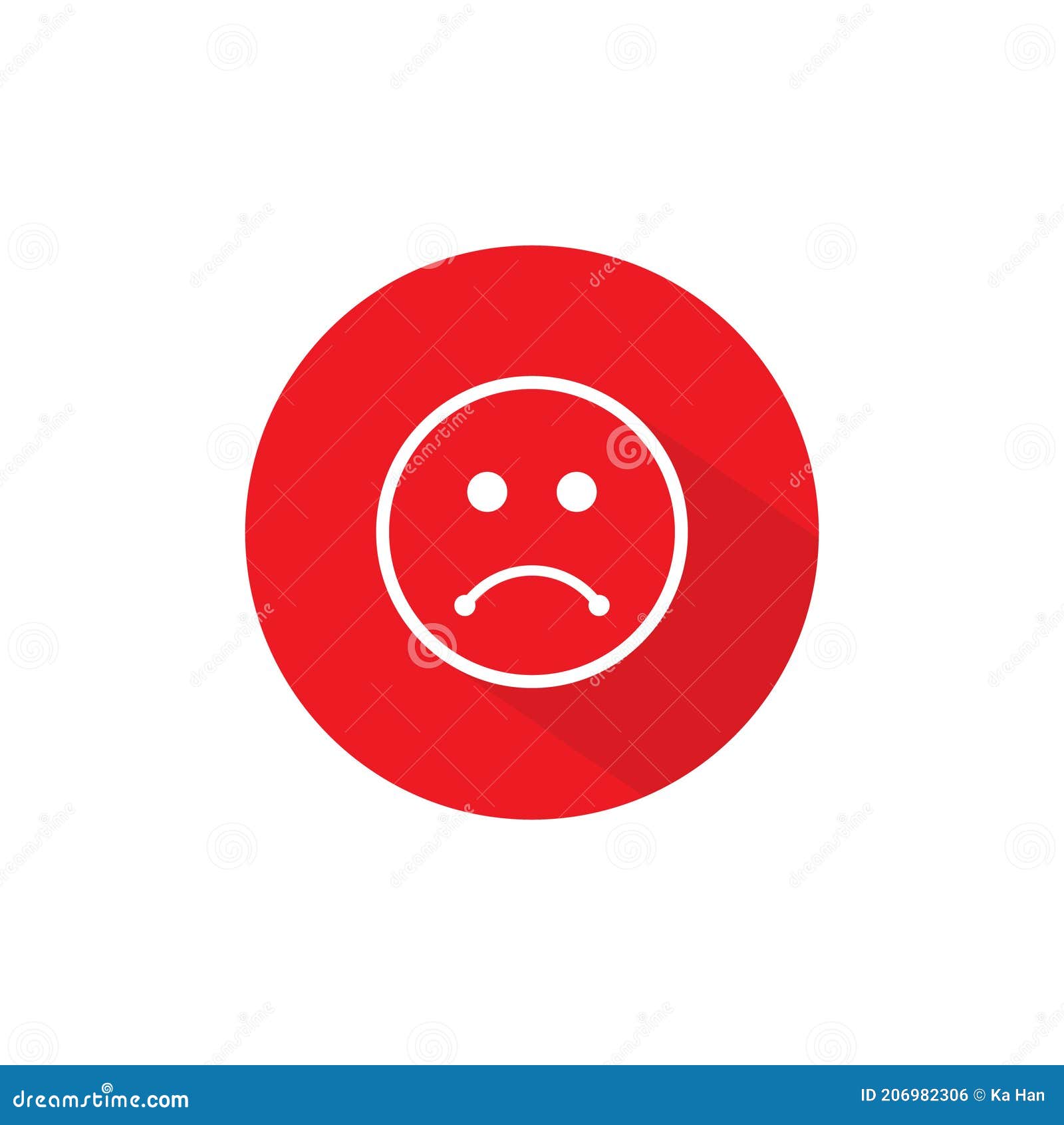 Disappointed Expression Button Icon Vector in Flat Style. Sad Face ...