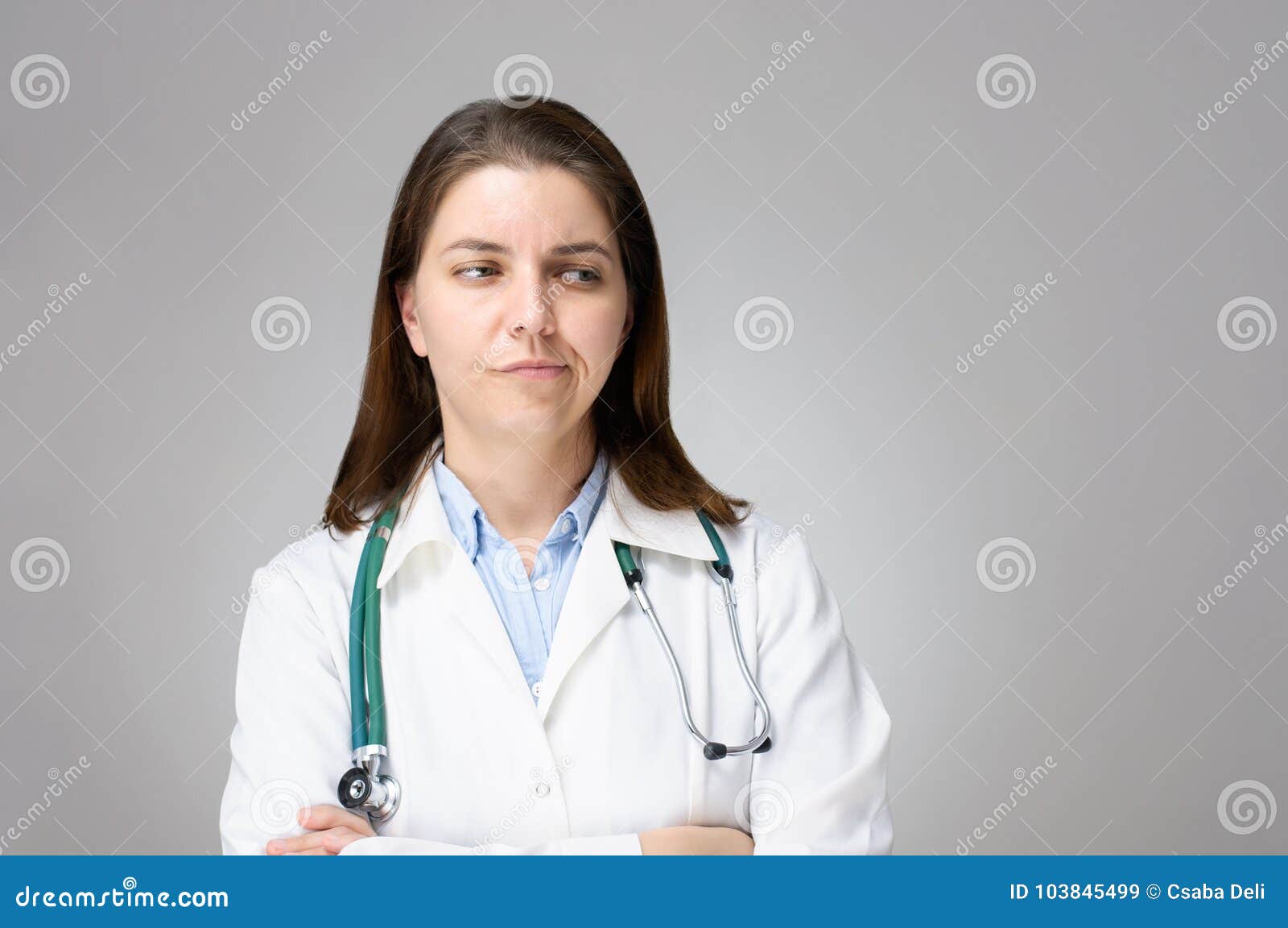 Disappointed female doctor stock image. Image of brunette - 103845499