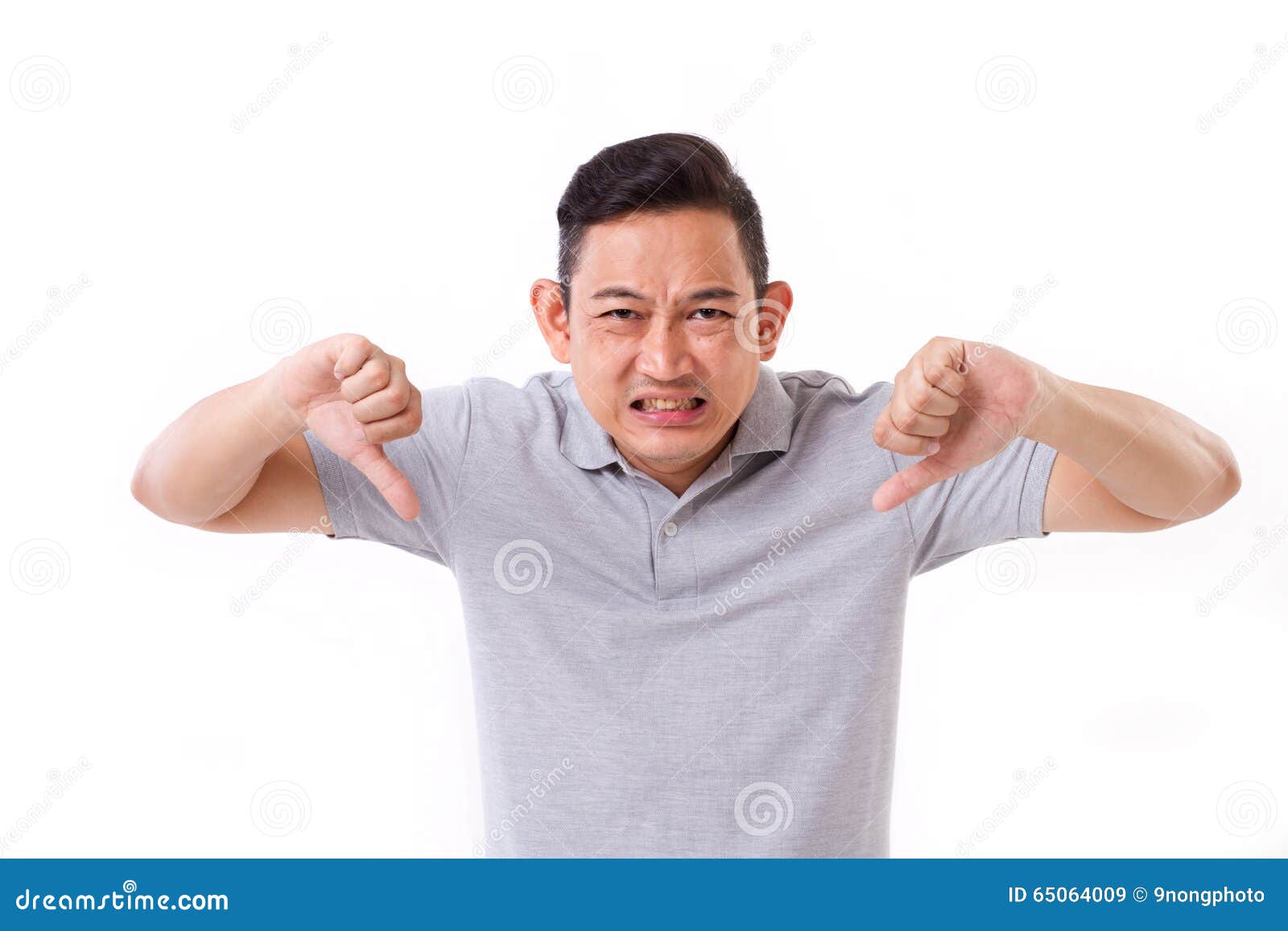 Disappointed, Frustrated Man Giving Thumb Down Gesture Stock Image ...