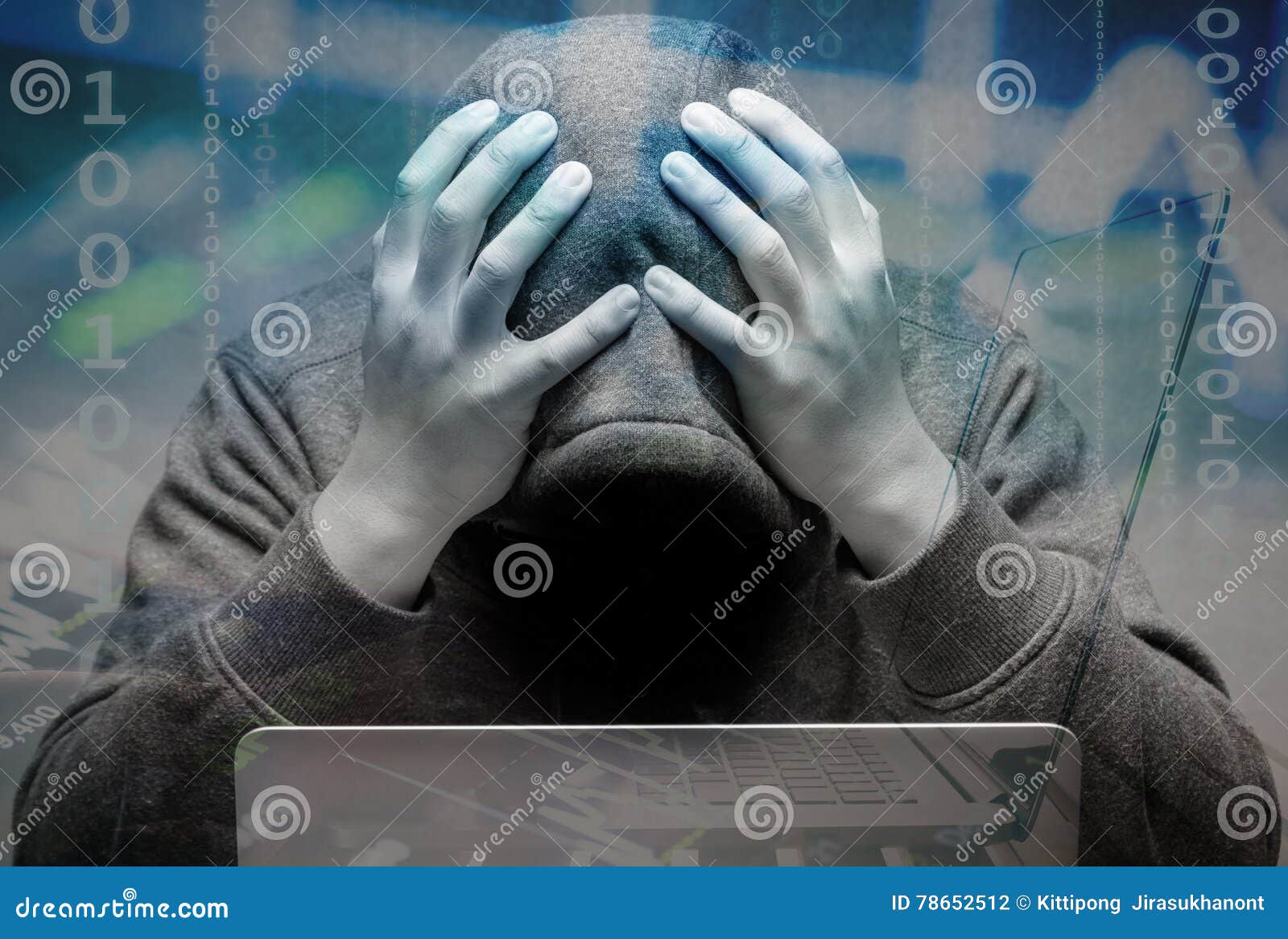 Disappointed hacker stock photo. Image of illegal, mail - 78652512