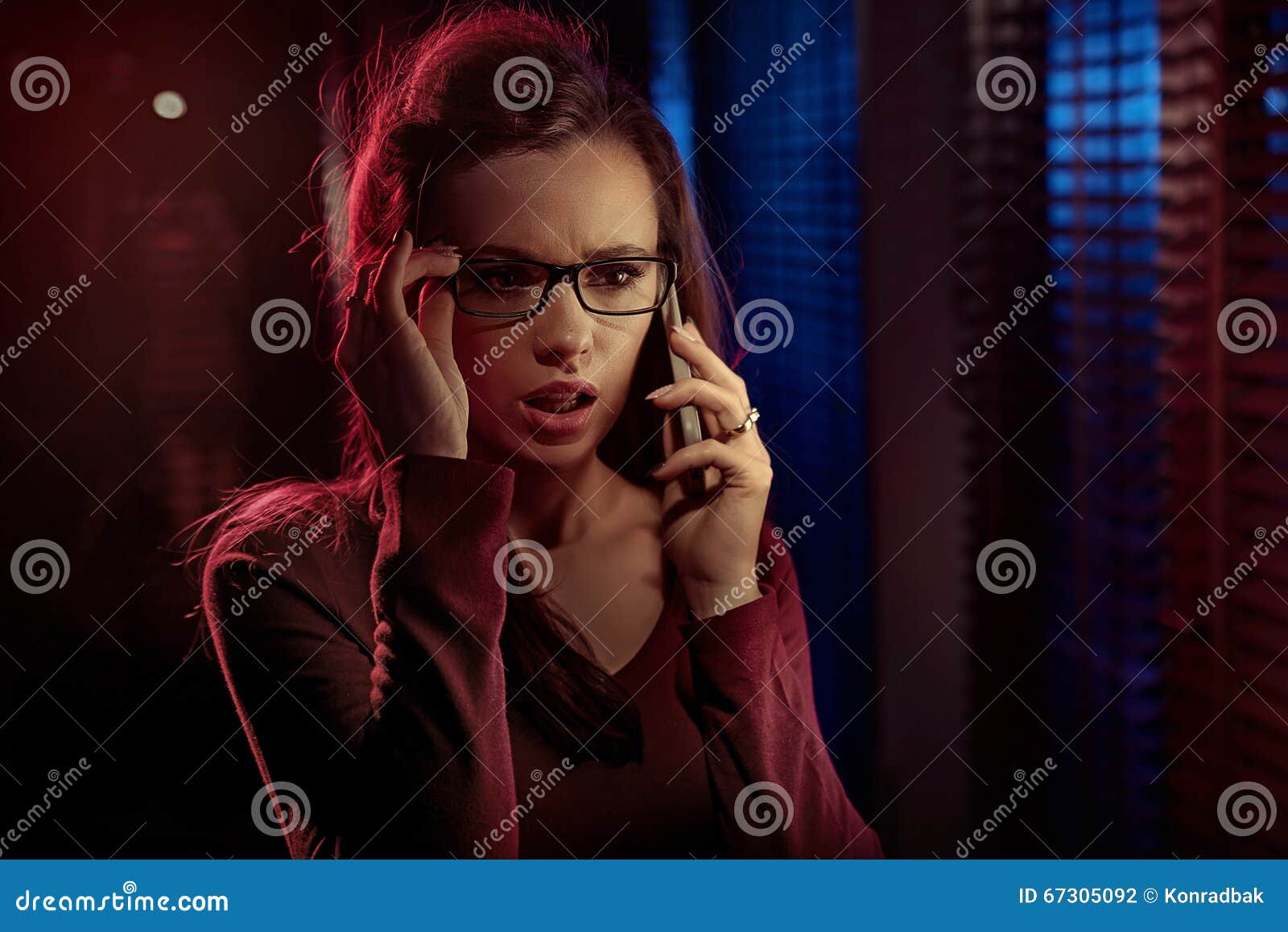 Disappointed Lady Talking on the Cell Phone Stock Photo - Image of ...