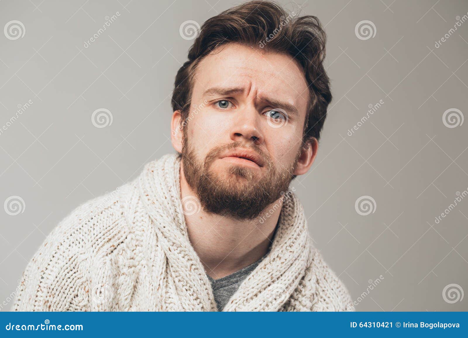 Disappointed Man Portrait Beard Stock Image - Image of male, beauty ...
