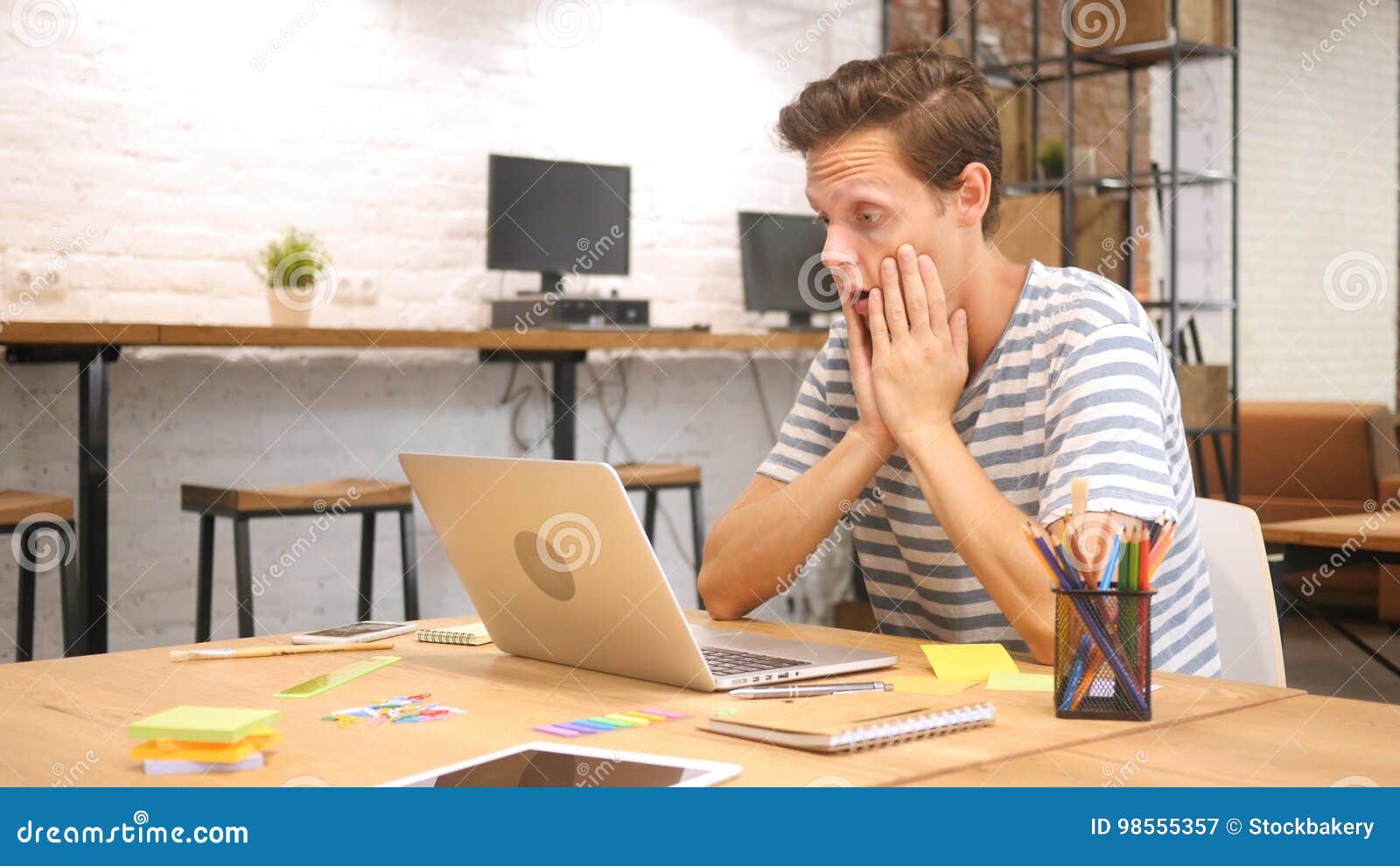Disappointed Man at Work, Failure in Project Stock Image - Image of ...