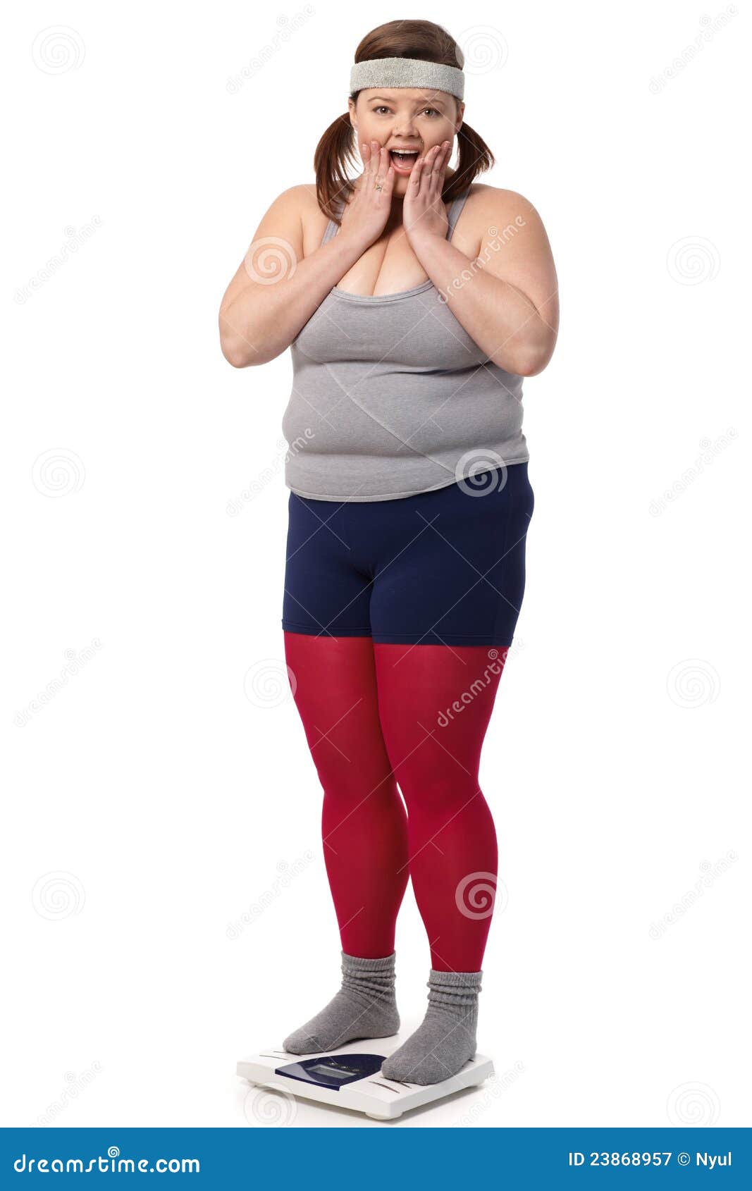 Disappointed Overweight Woman on Scale Stock Image - Image of healthy ...