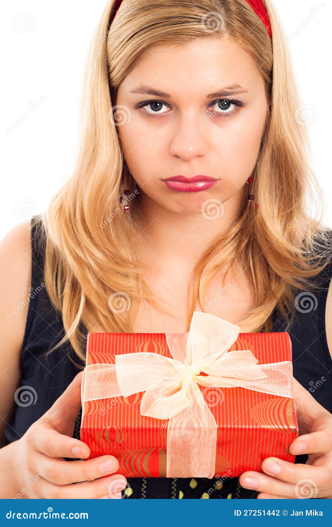 Disappointed Woman with Gift Stock Photo - Image of disappoint, close ...