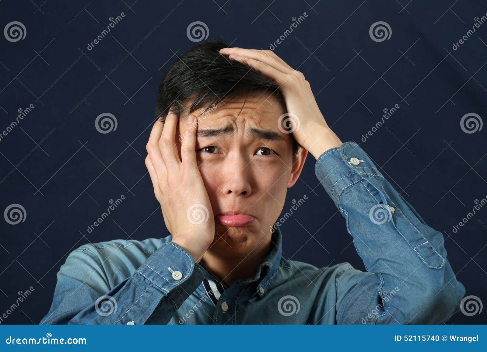 Disappointed Young Asian Man Crying Stock Photo - Image of grimace ...