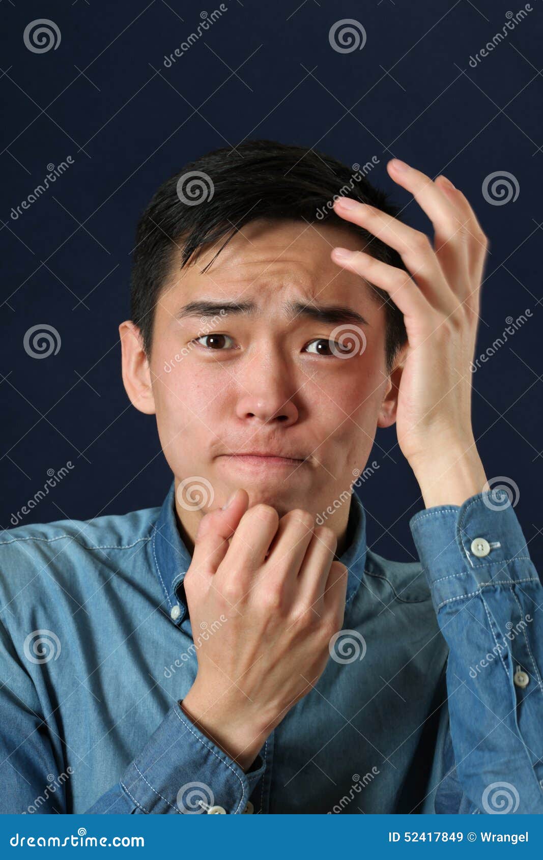 Disappointed Young Asian Man Looking at Camera Stock Image - Image of ...