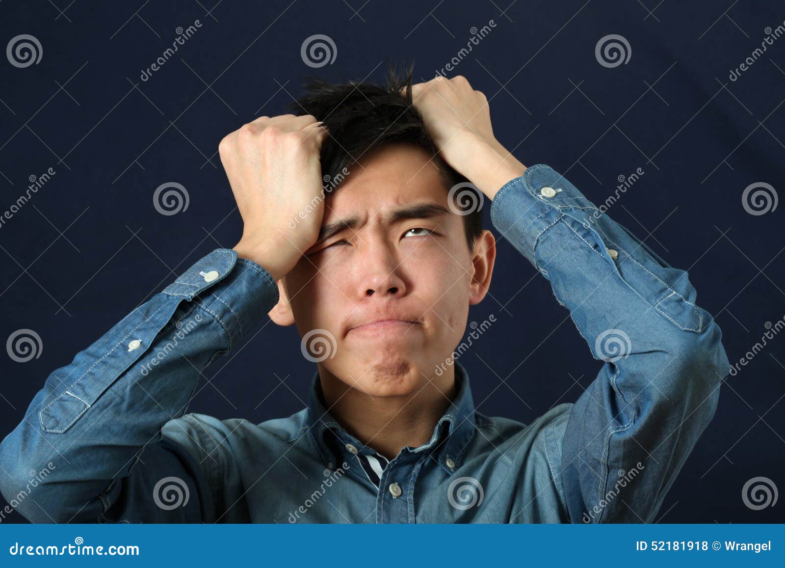 Disappointed Young Asian Man Making Face Stock Photo - Image of ...