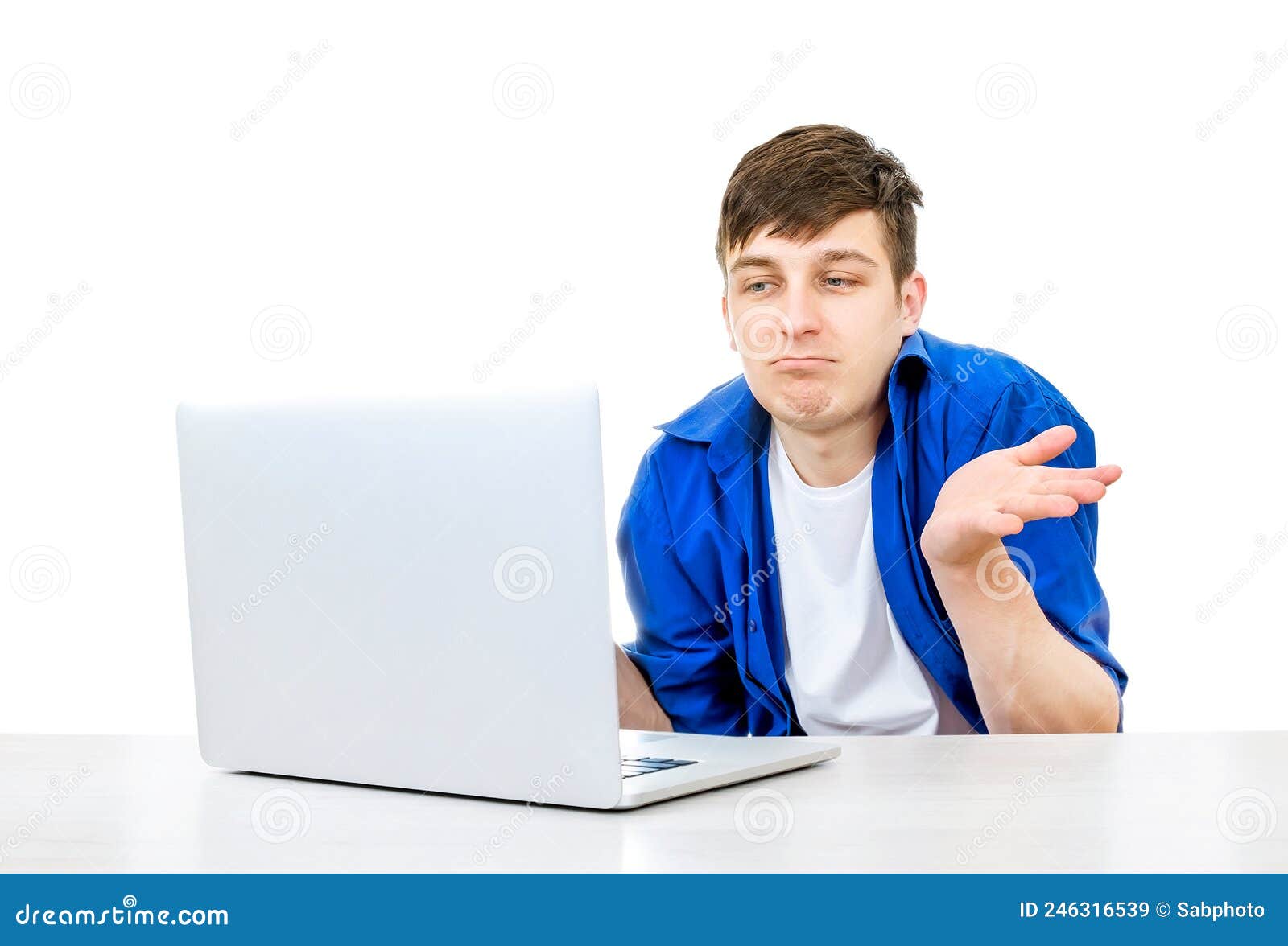 Disappointed Young Man with Laptop Stock Image - Image of laptop ...