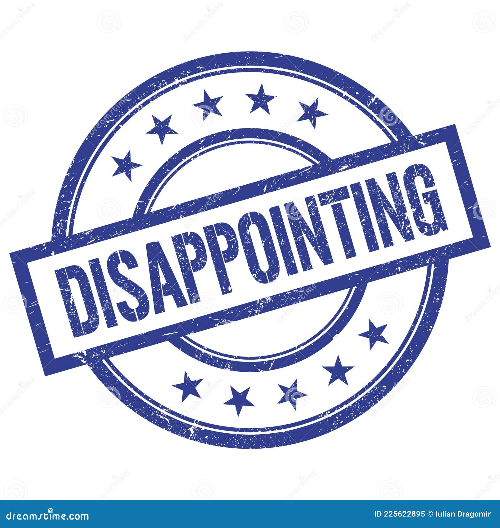 DISAPPOINTING Text Written on Blue Vintage Round Stamp Stock ...