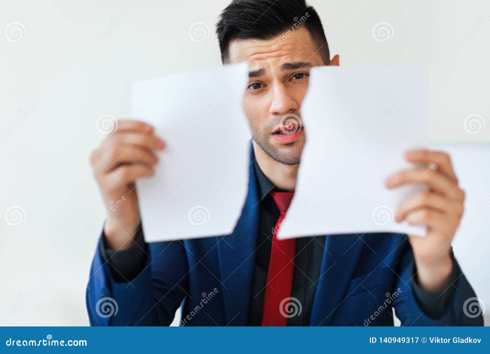 Disappointment Business Man Holding Torn Contract Stock Image - Image ...