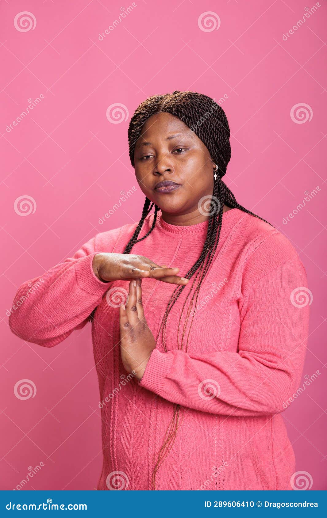 Disapproval Negative Woman Doing Timeout and Break Gesture while Making ...