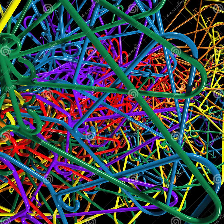 Disarray of Colored Hangers Stock Illustration - Illustration of ...