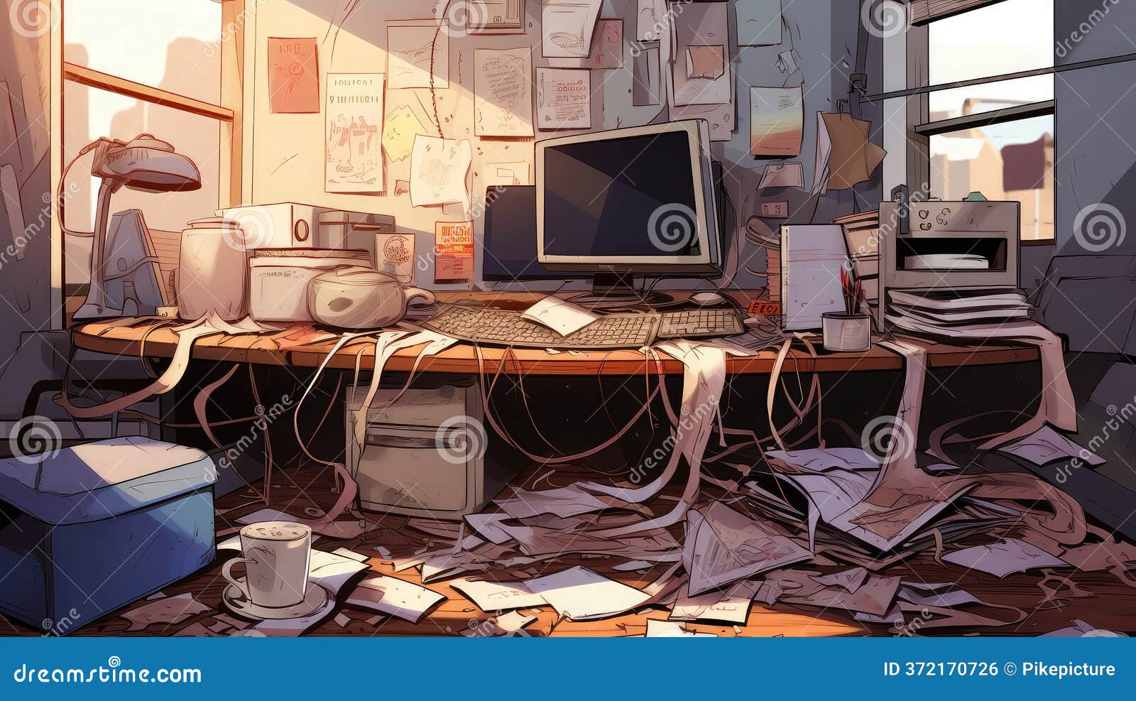 Untidy Disorganized Desk Stock Illustration | CartoonDealer.com #372061978
