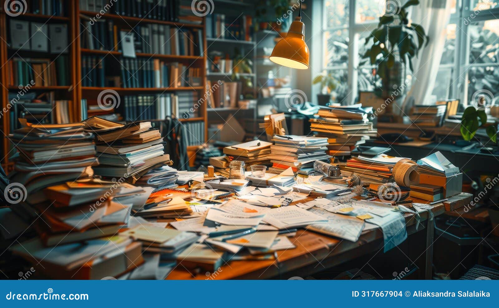 Disarrayed Workspace with Papers and Pens Strewn about, Showcasing ...