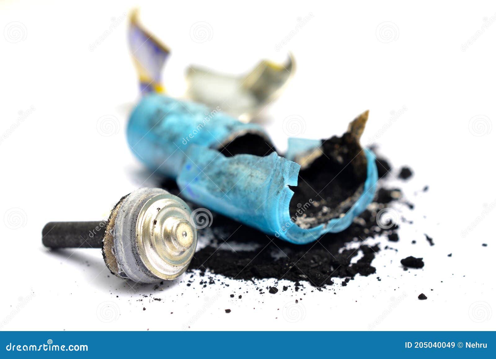 Disassembled AA Battery Close Up on a White Background Stock Image ...