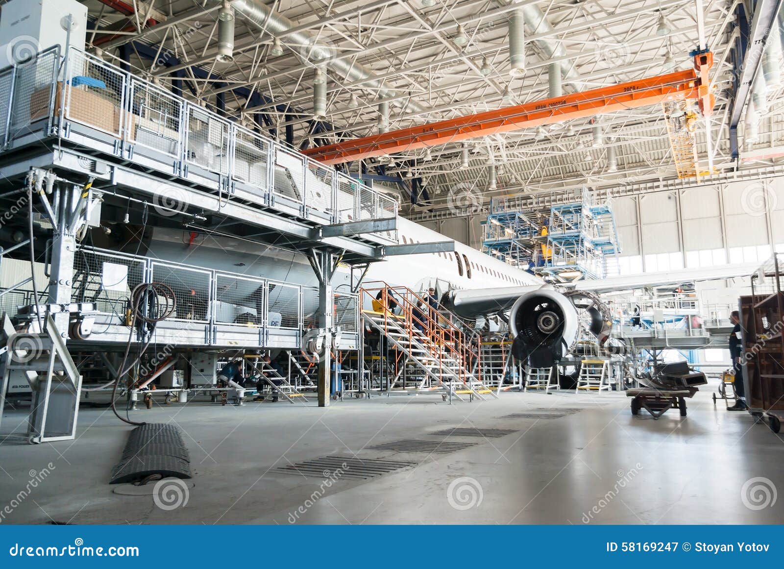 Disassembled Airplane for Repair and Modernization in Jet Hangar ...