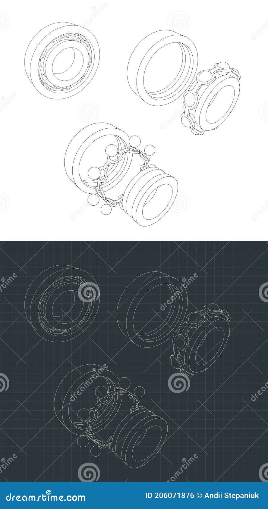 Disassembled Bearings Drawings Stock Vector - Illustration of motor ...