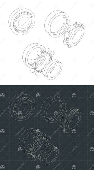 Disassembled Bearings Drawings Stock Vector - Illustration of motor ...