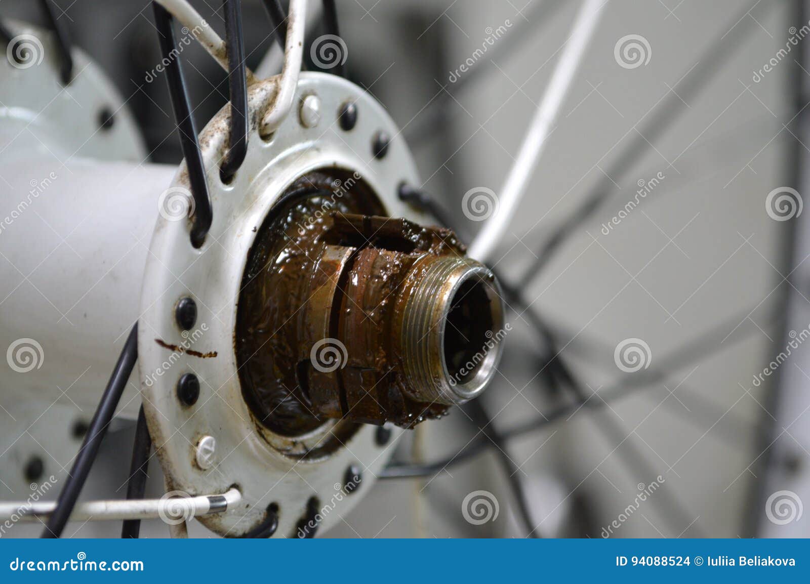 Worn-out Bicycle Bushing with Spokes Stock Photo - Image of spigot ...