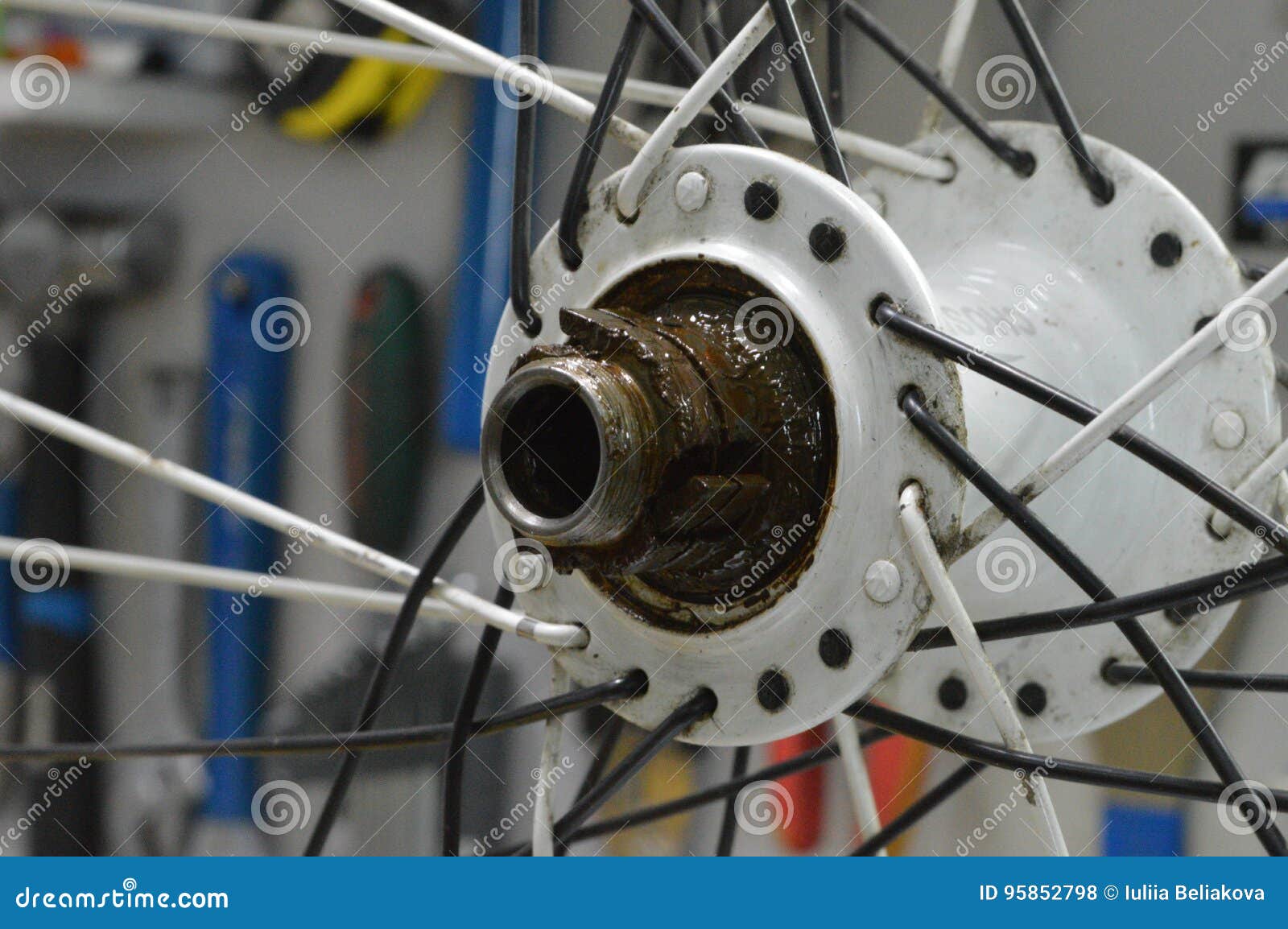 Worn-out Bicycle Bushing with Spokes Stock Photo - Image of socket ...