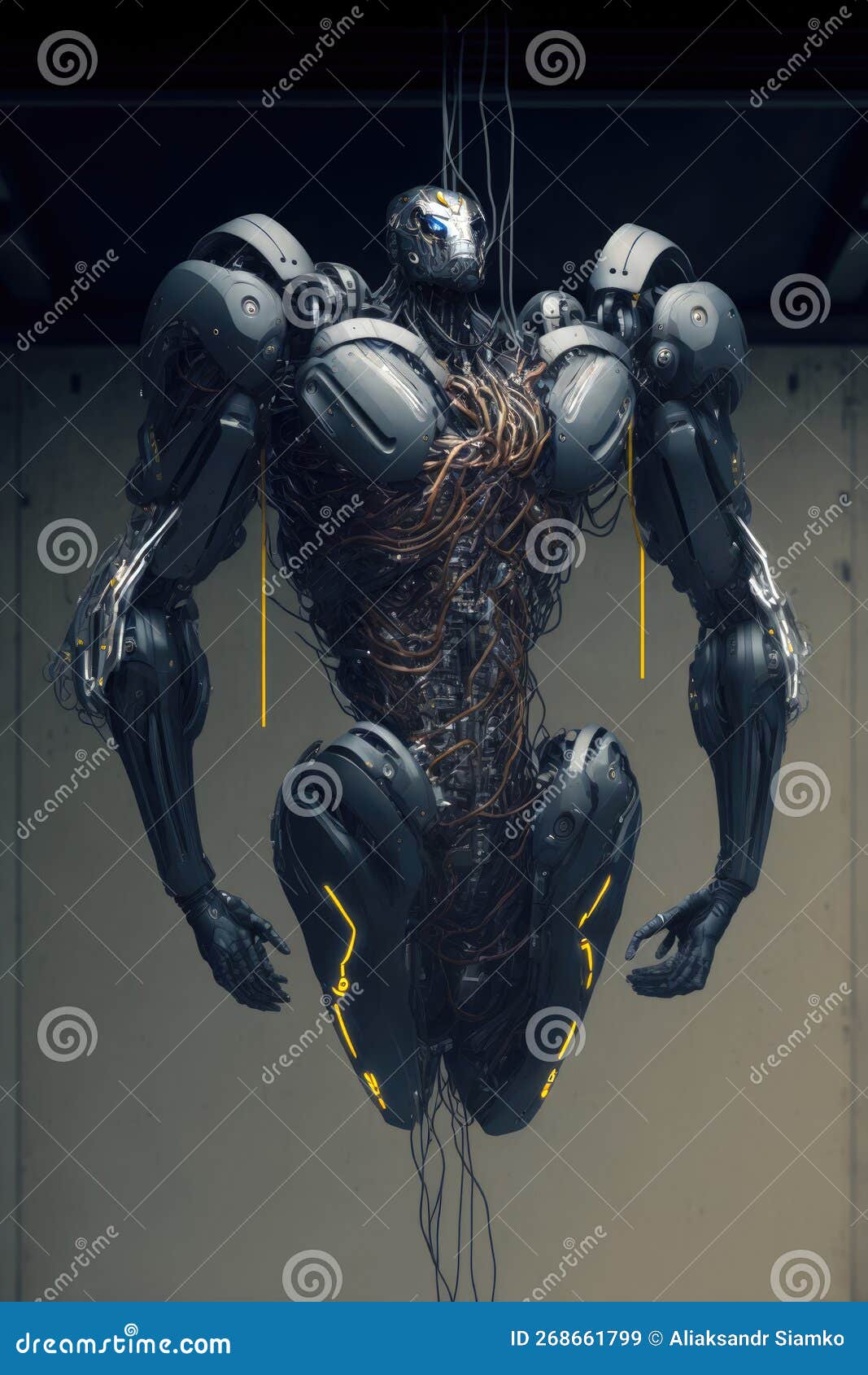 A Disassembled Body with Wires Connected, Sci-fi CG Illustration Stock ...