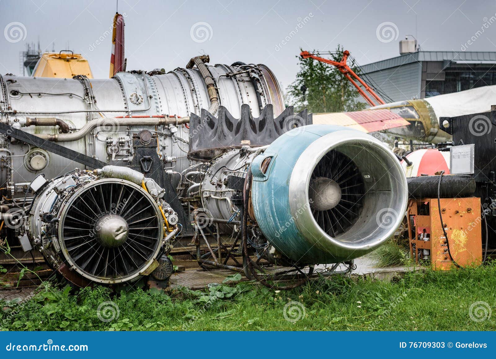 Disassembled Broken Aircraft Engines Stock Image - Image of junk ...