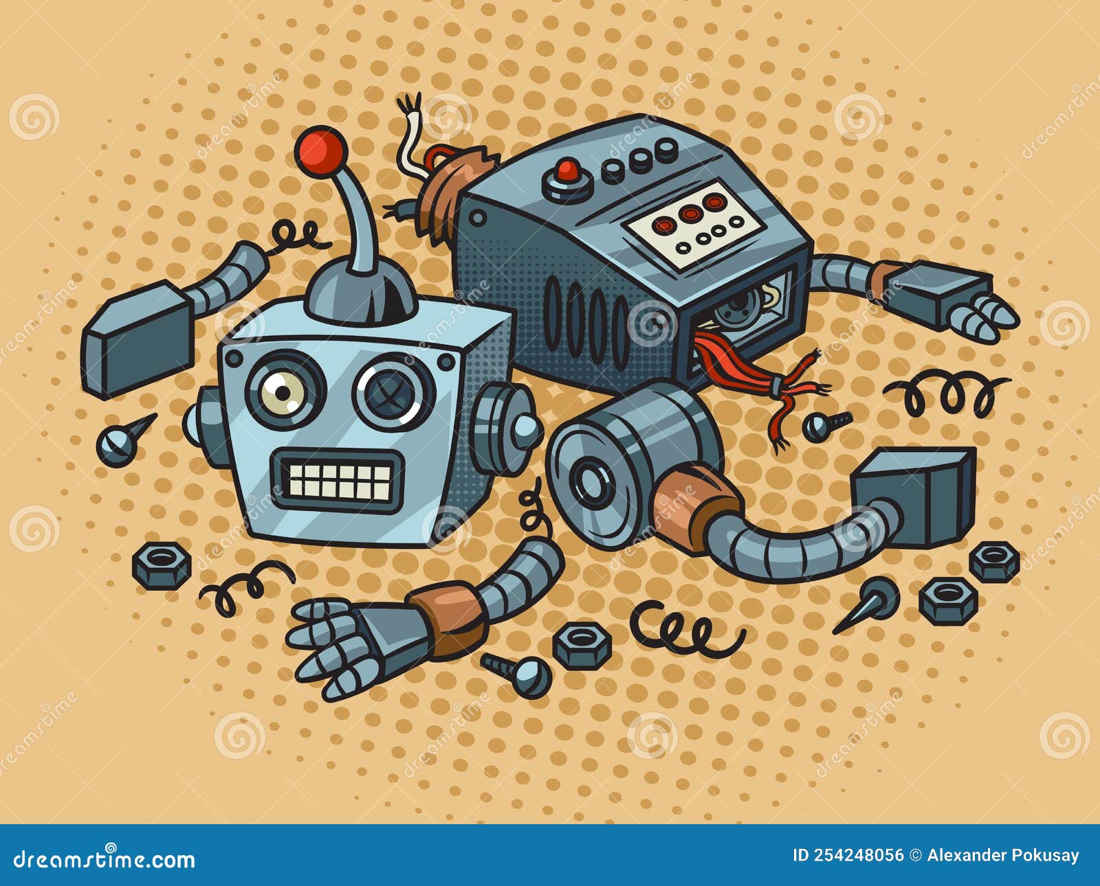 Disassembled Broken Cartoon Robot Pop Art Vector Stock Vector ... Disassembled Broken Cartoon Robot Pop Art Vector Stock Vector ...
