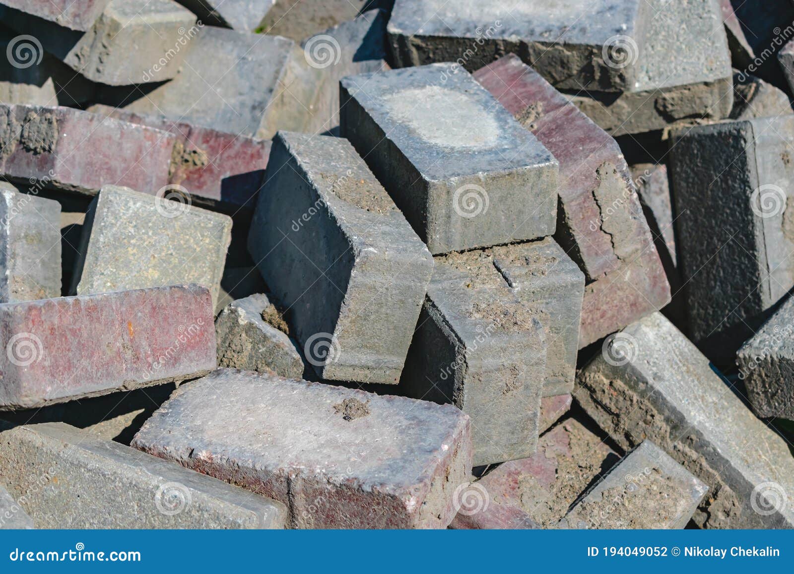 Disassembled Building Bricks Stacked in a Large Pile Close Up Stock ...