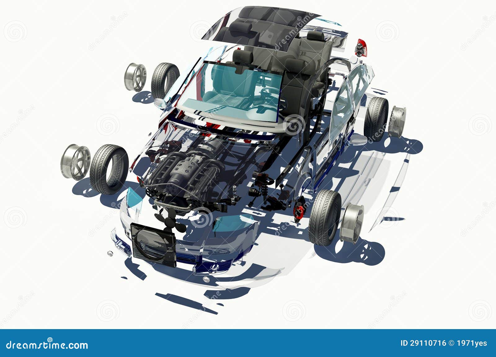 Disassembled car. stock illustration. Illustration of design - 29110716