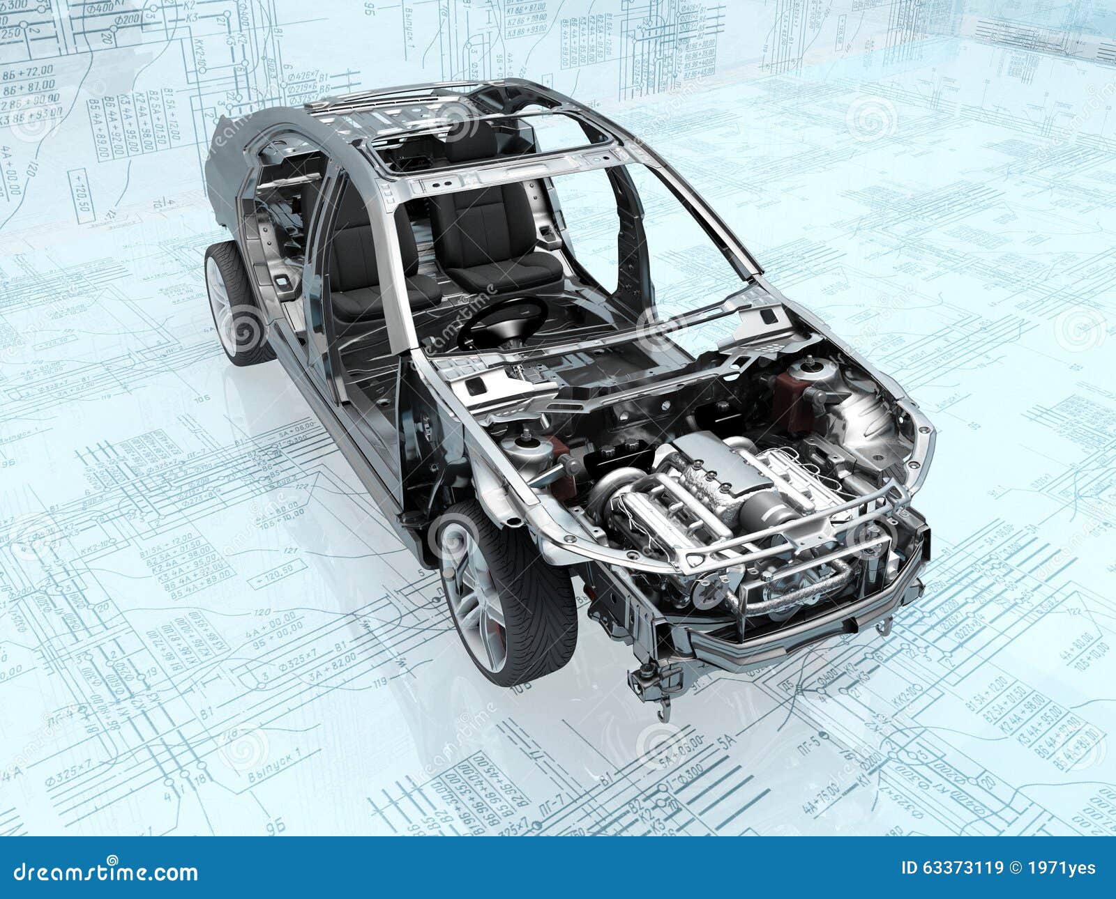 Disassembled car. stock illustration. Illustration of construction ...