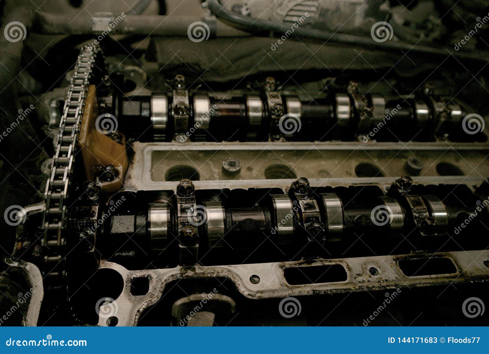 Disassembled Car Engine in Autoservice Stock Image - Image of metal ...