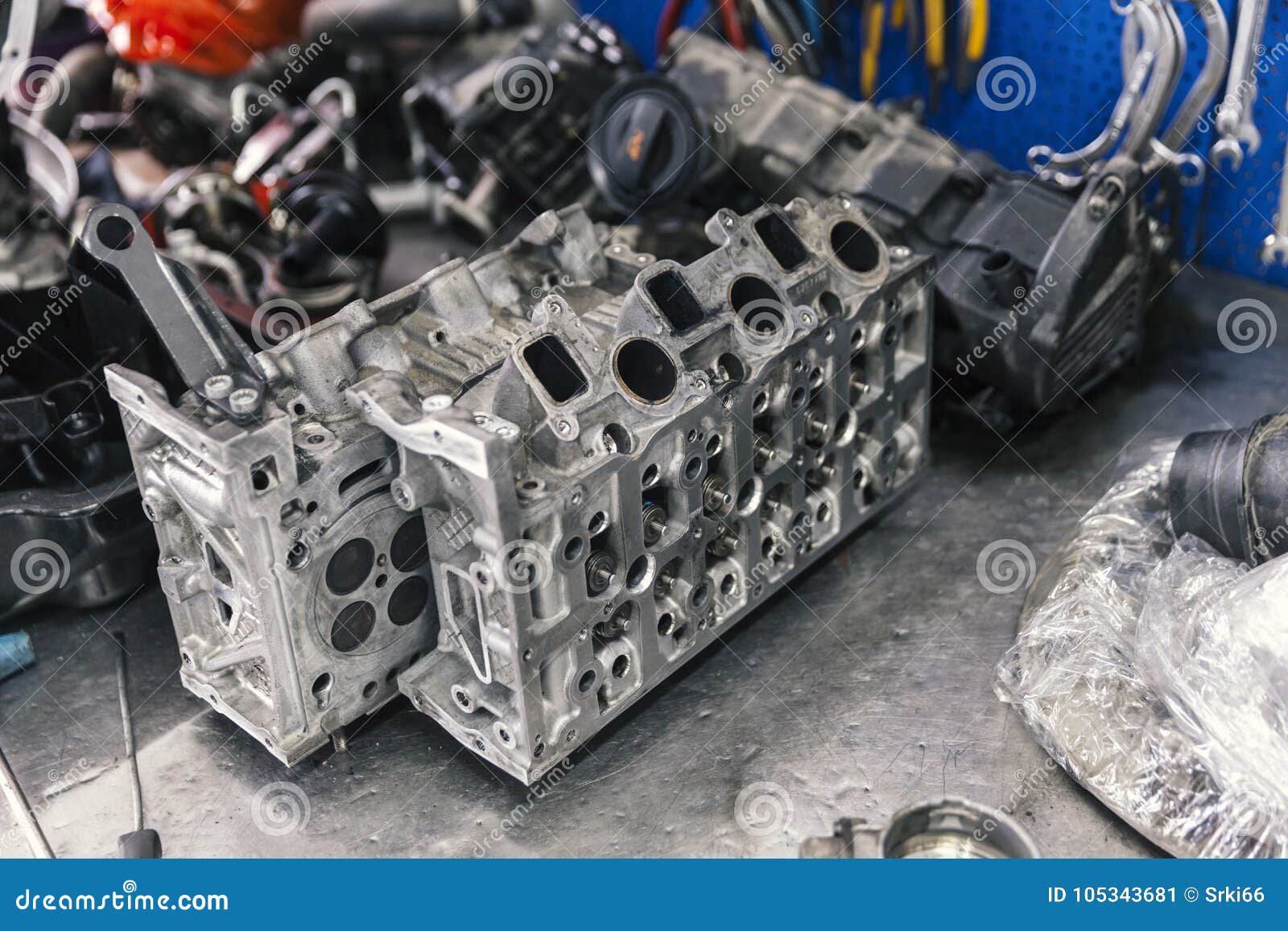 Disassembled car engine stock image. Image of valve - 105343681