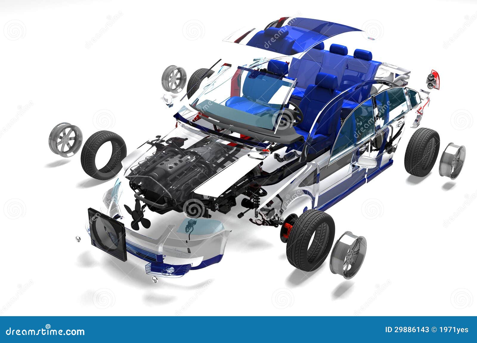 Disassembled car. stock illustration. Illustration of symbol - 29886143