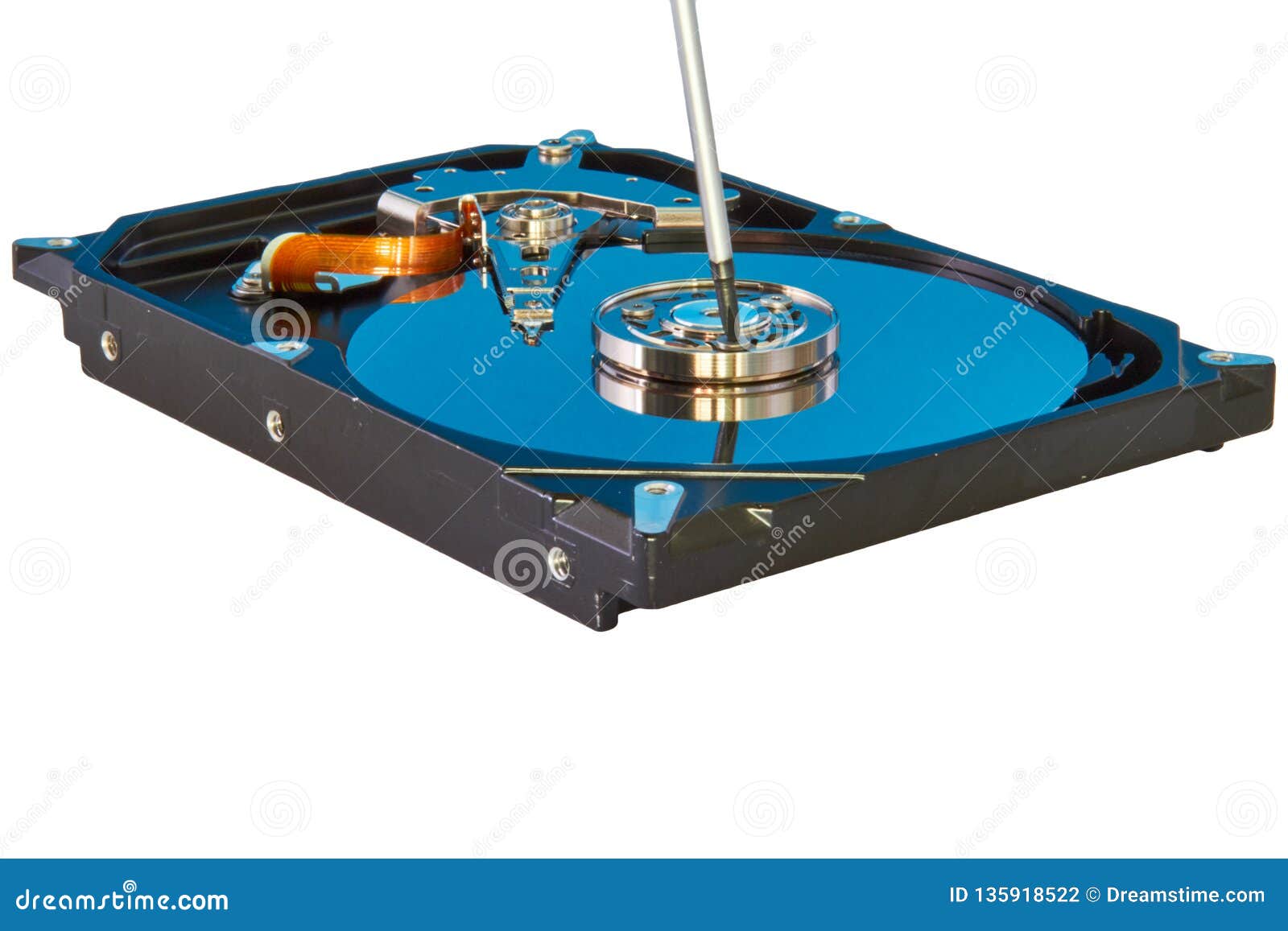 Disassembled Colorful Hard Drive from the Computer Stock Photo - Image ...