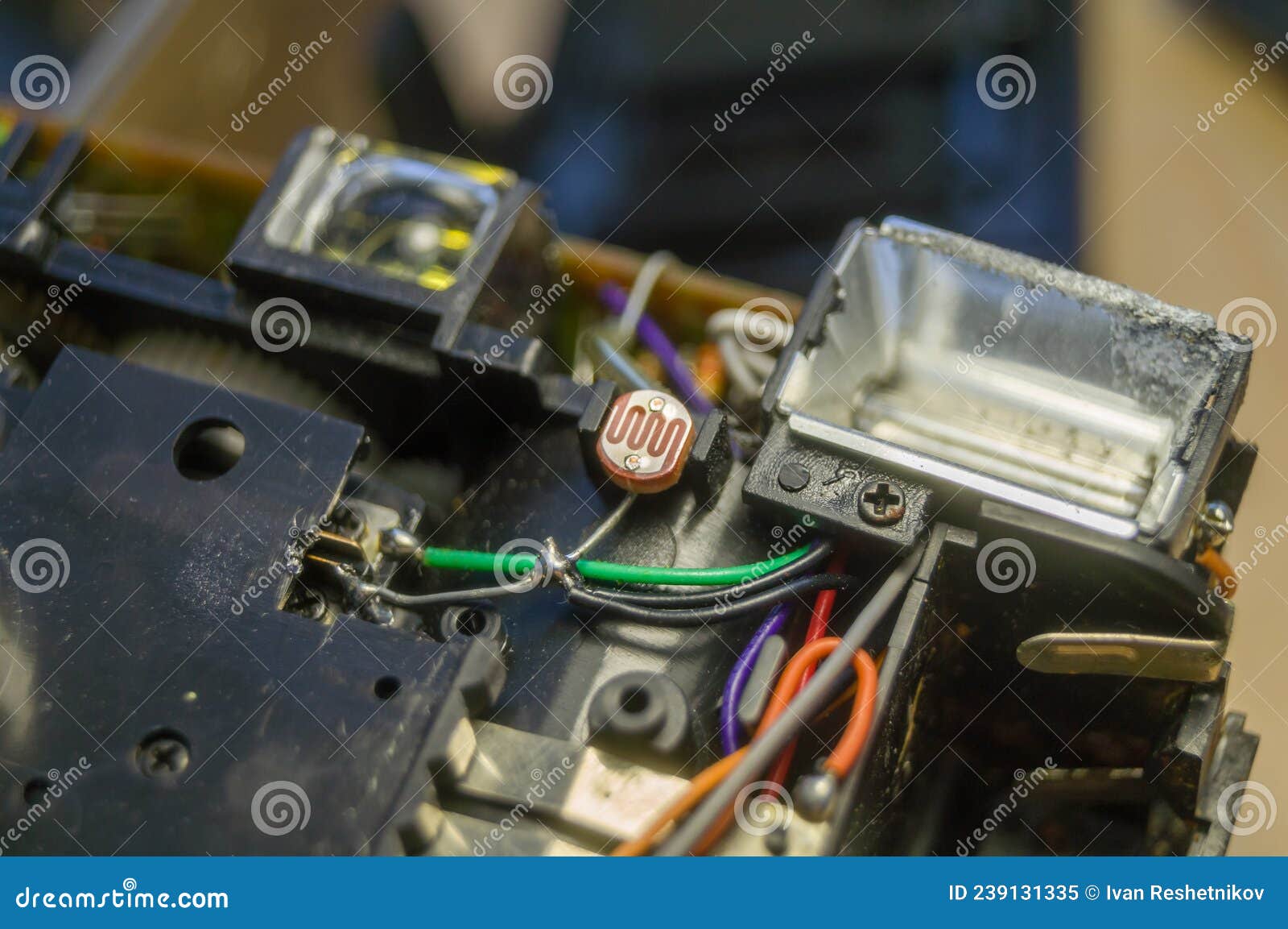 Disassembled Compact Camera. Internal Parts of the Broken Camera Being ...