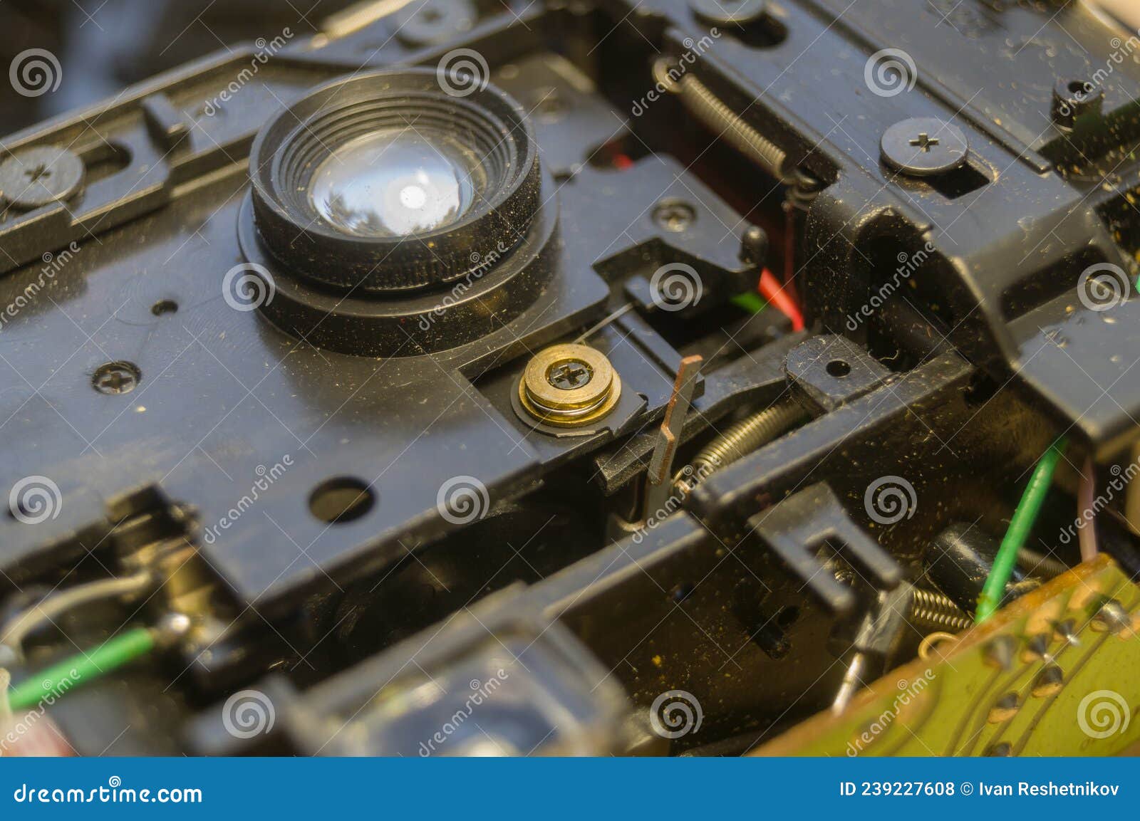 Disassembled Compact Camera. Internal Parts of the Broken Camera Being ...