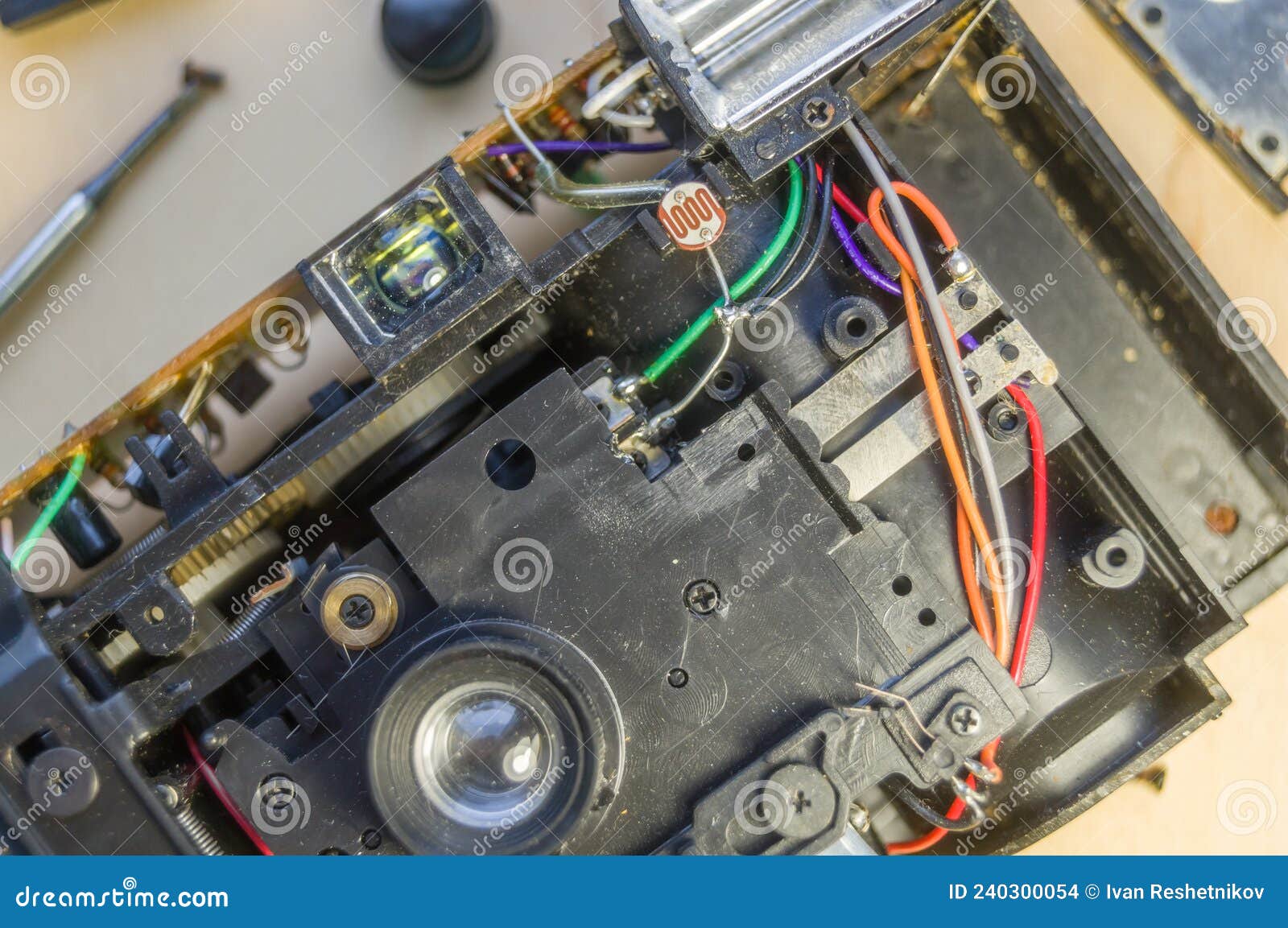 Disassembled Compact Camera. Internal Parts of the Broken Camera Being ...