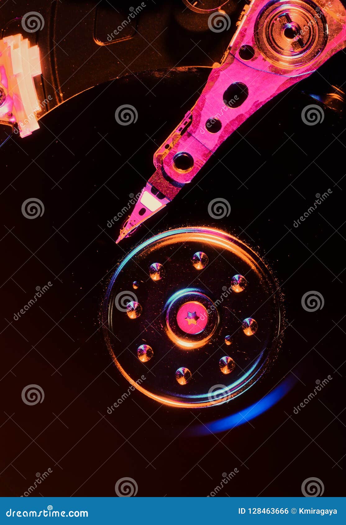 Disassembled Computer Hard Drive Device Close-up. Dismantling ...