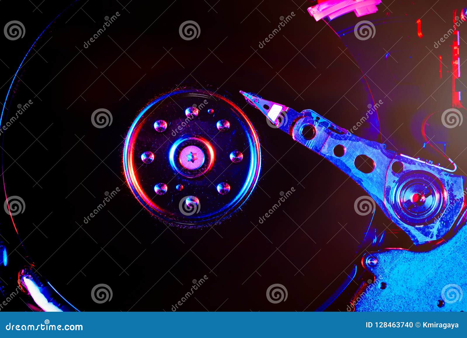 Disassembled Computer Hard Drive Device Close-up. Dismantling ...