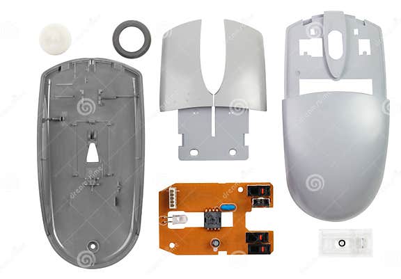 Disassembled Computer Mouse Isolated on White Background Stock Image ...