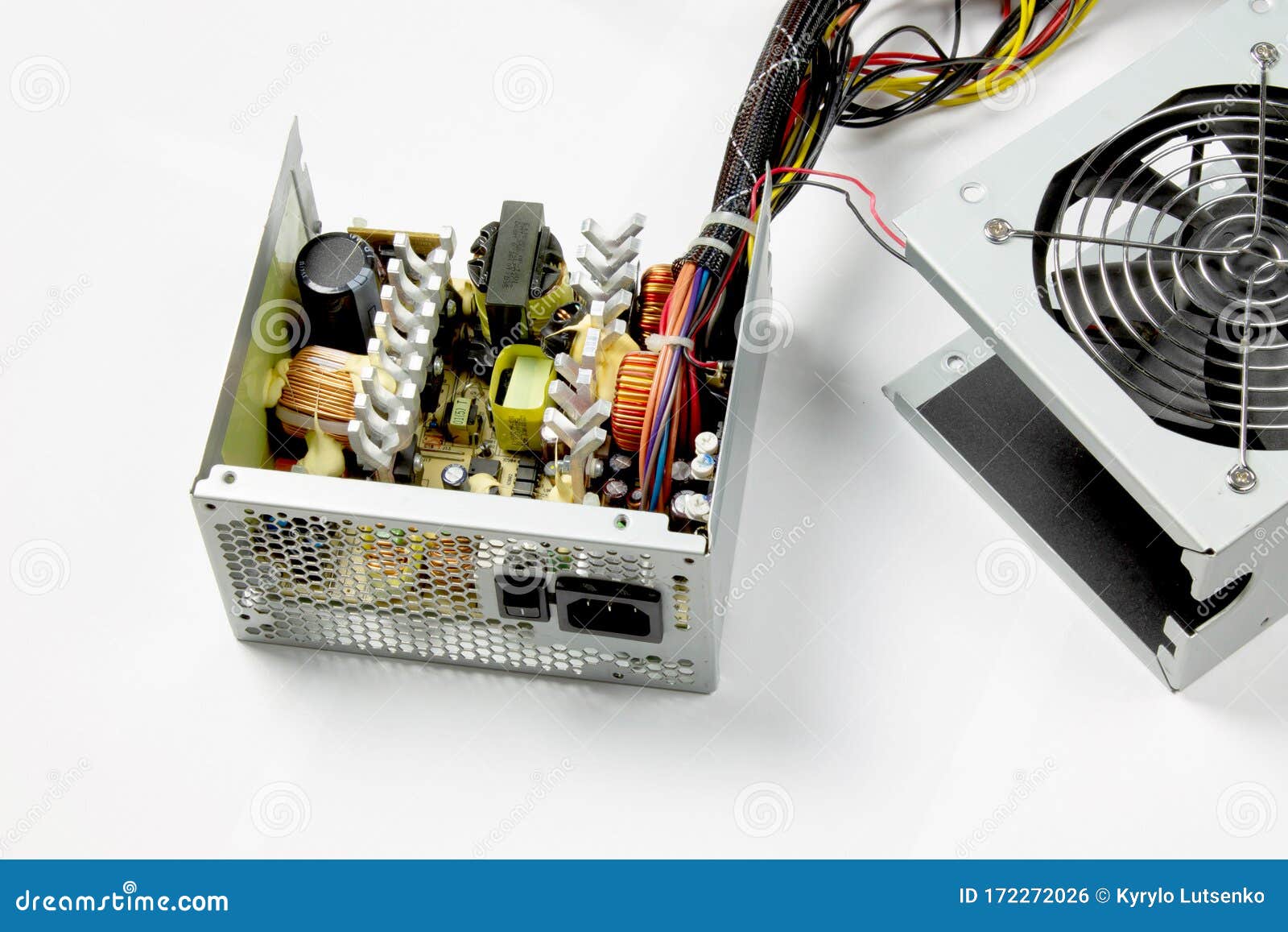 Disassembled Computer Power Supply on White Background Stock Photo ...