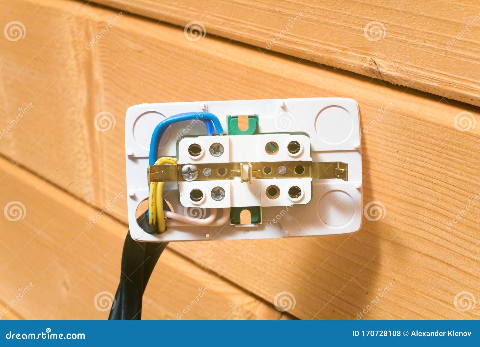 Disassembled Double Power Socket with Grounding Close-up Stock Photo ...