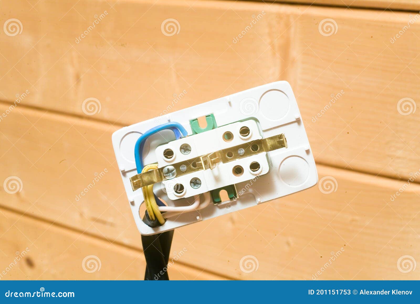 Disassembled Double Power Socket with Grounding Close-up Stock Image ...