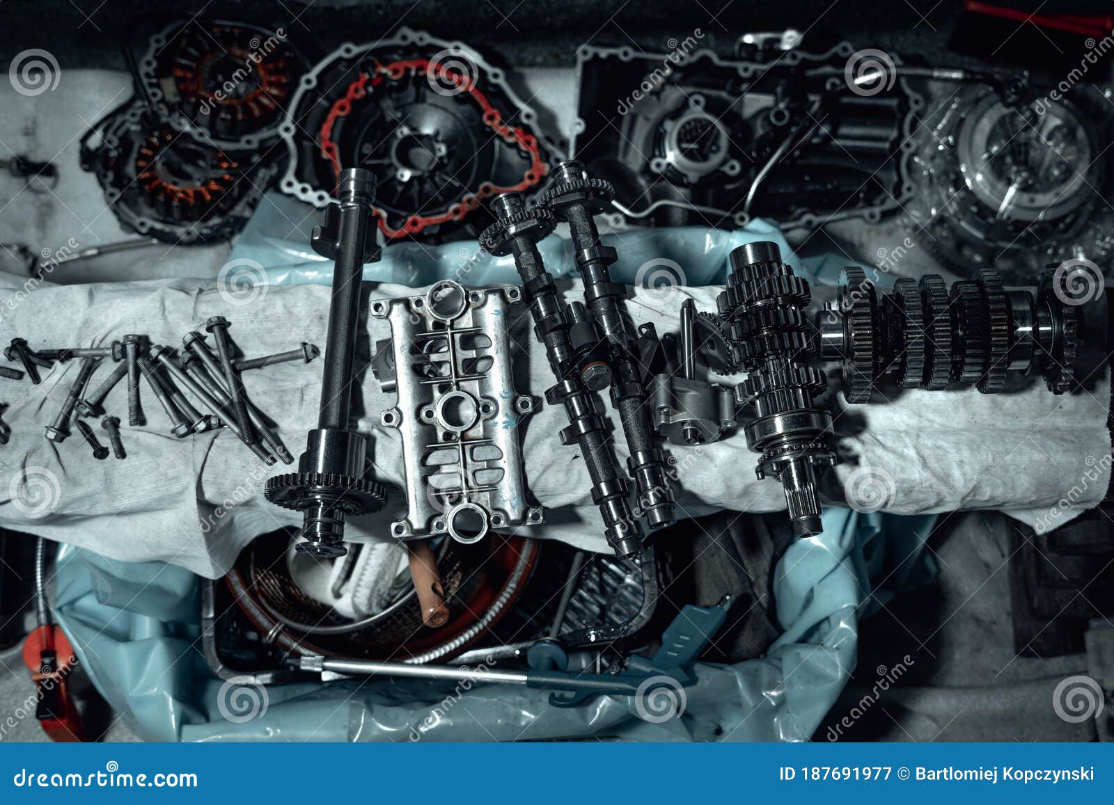 Disassembled Fast Motorcycle Engine with Visible Parts Stock Image ...