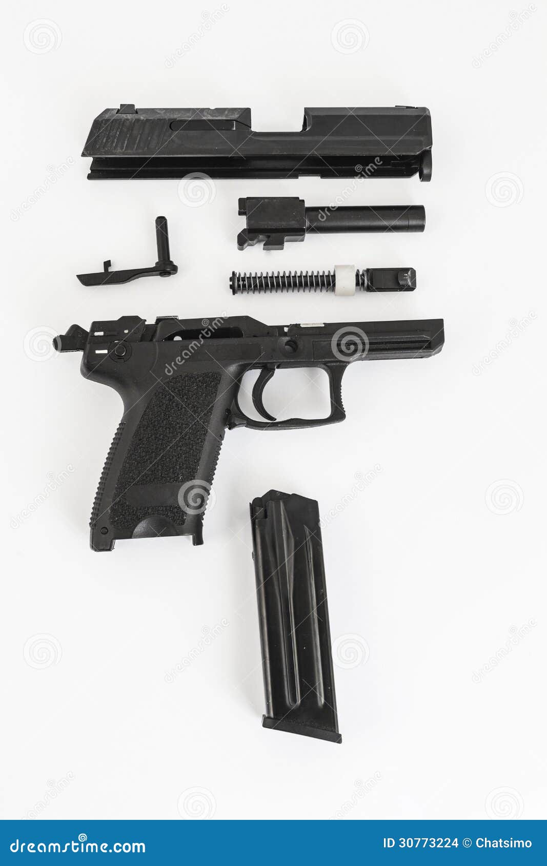 Disassembled gun stock photo. Image of security, black - 30773224
