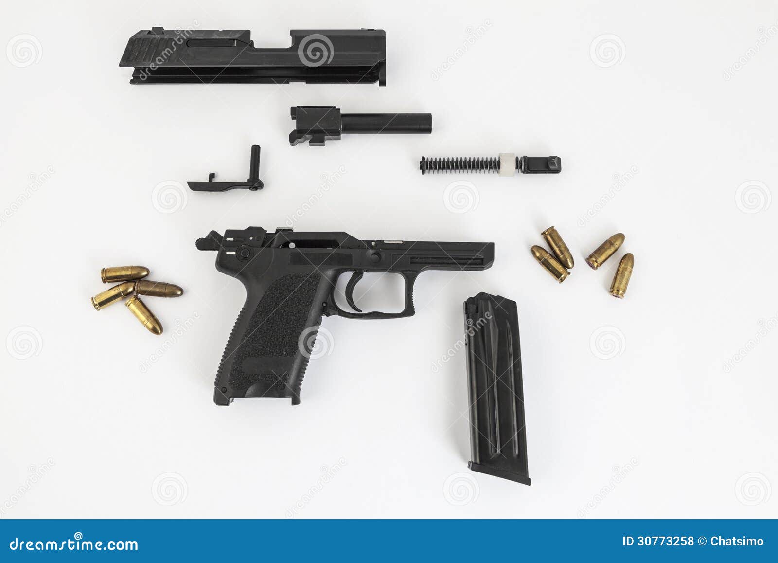 Disassembled gun stock photo. Image of handgun, pieces - 30773258