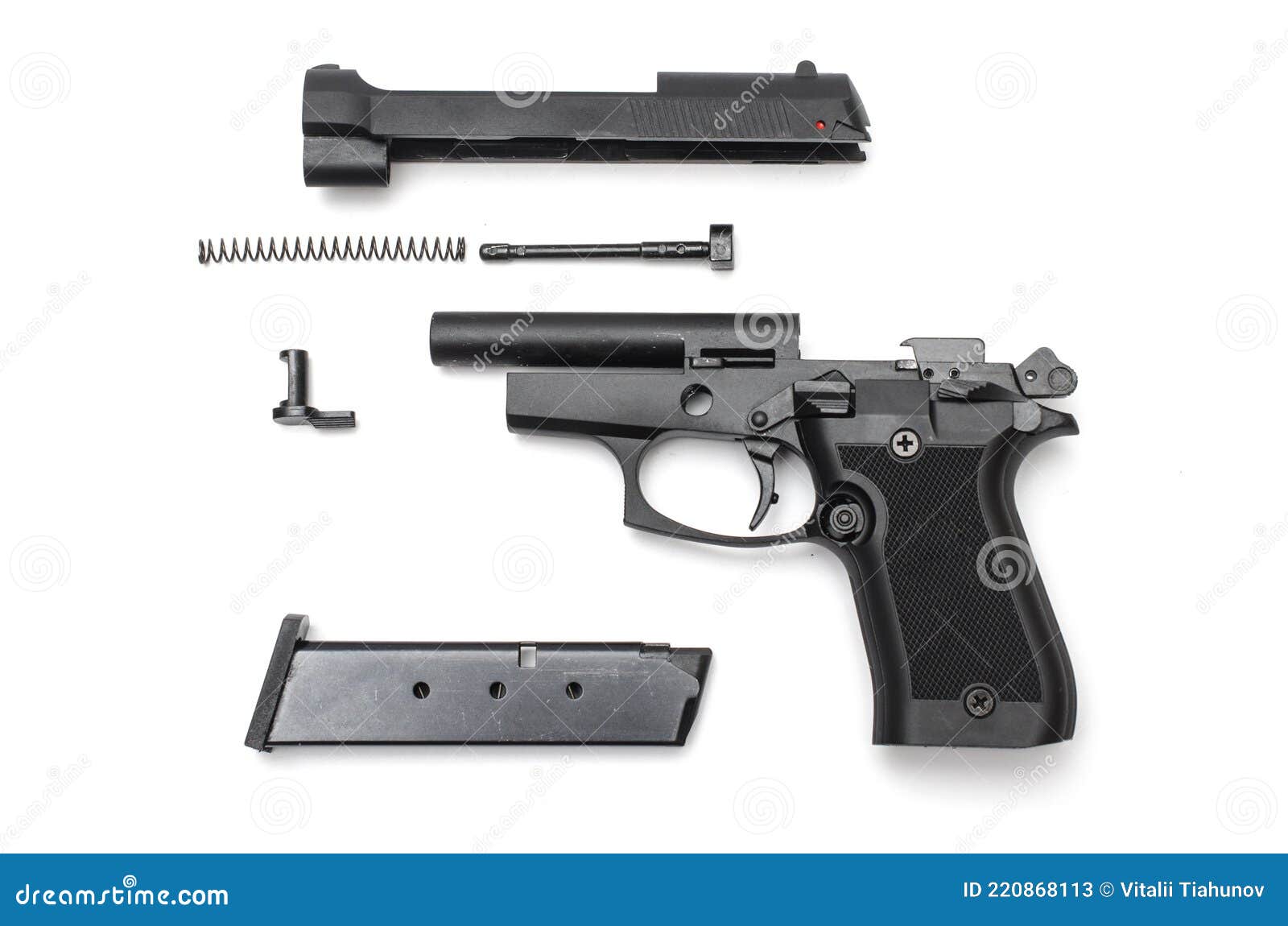 Disassembled Gun on a White Background Stock Image - Image of metal ...