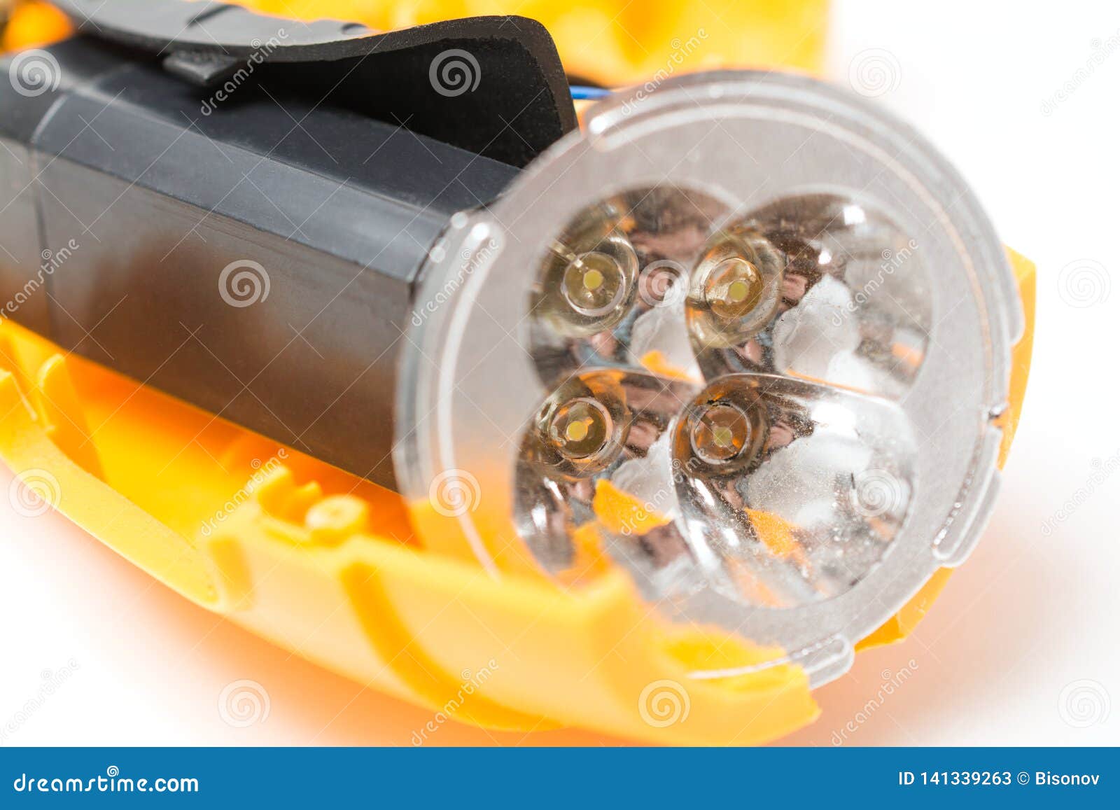 Disassembled Hand Flashlight Isolated on White Stock Image - Image of ...