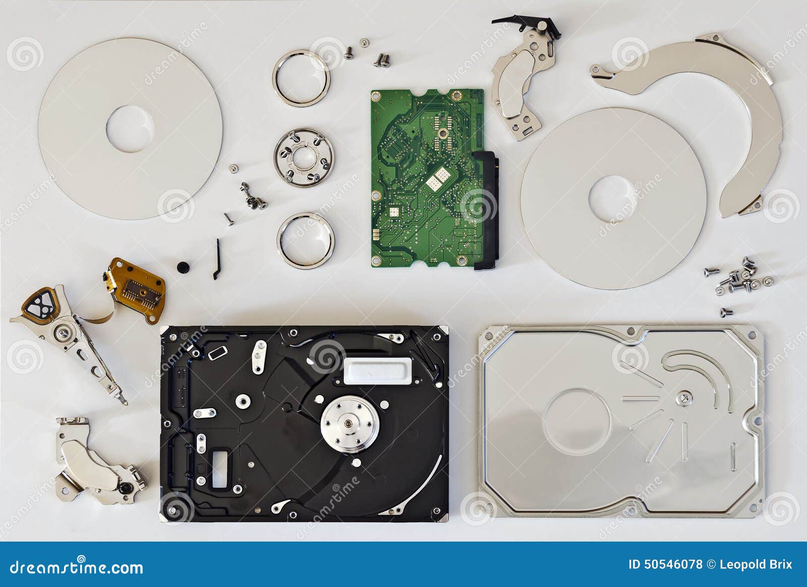 Disassembled hard disc stock photo. Image of disc, platters - 50546078